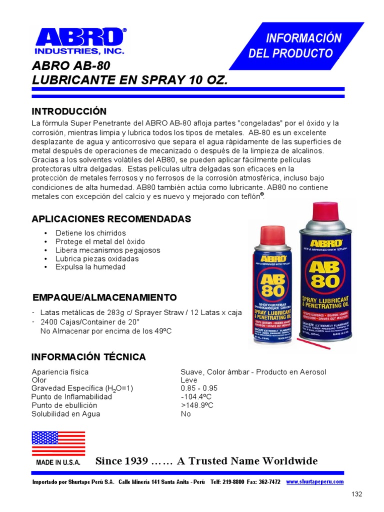 132 Abro Lubricante en Spray | PDF