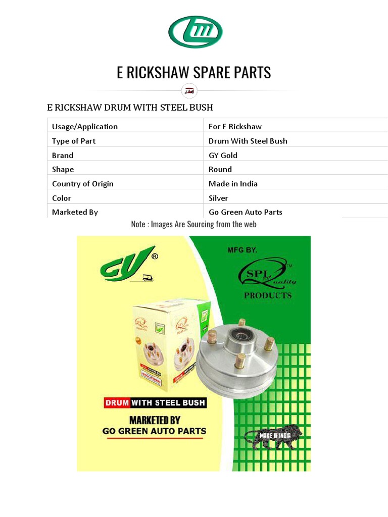 E Rickshaw Spare Parts | PDF | Electric Motor | Brake