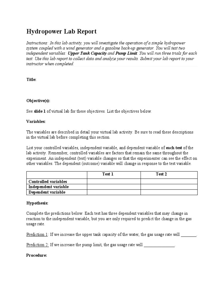 Hydropower Lab Report | PDF