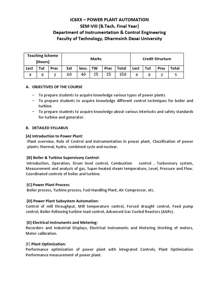 Ppa Syllabus Pdf Power Station Boiler 