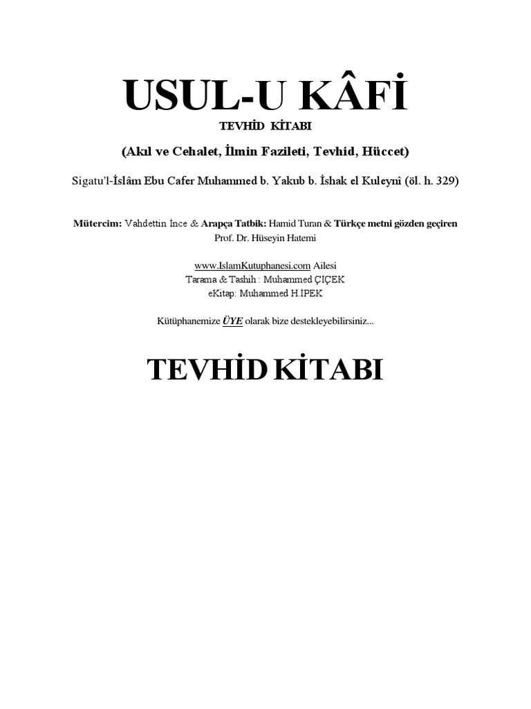 Usul-Kafi (Tevhid Kitabi) | PDF
