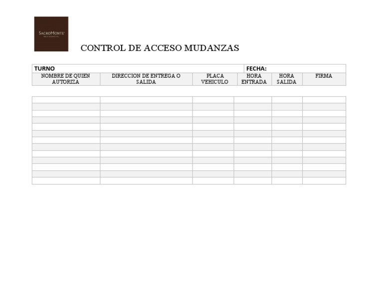 Hoja Registro Mudanzas | PDF