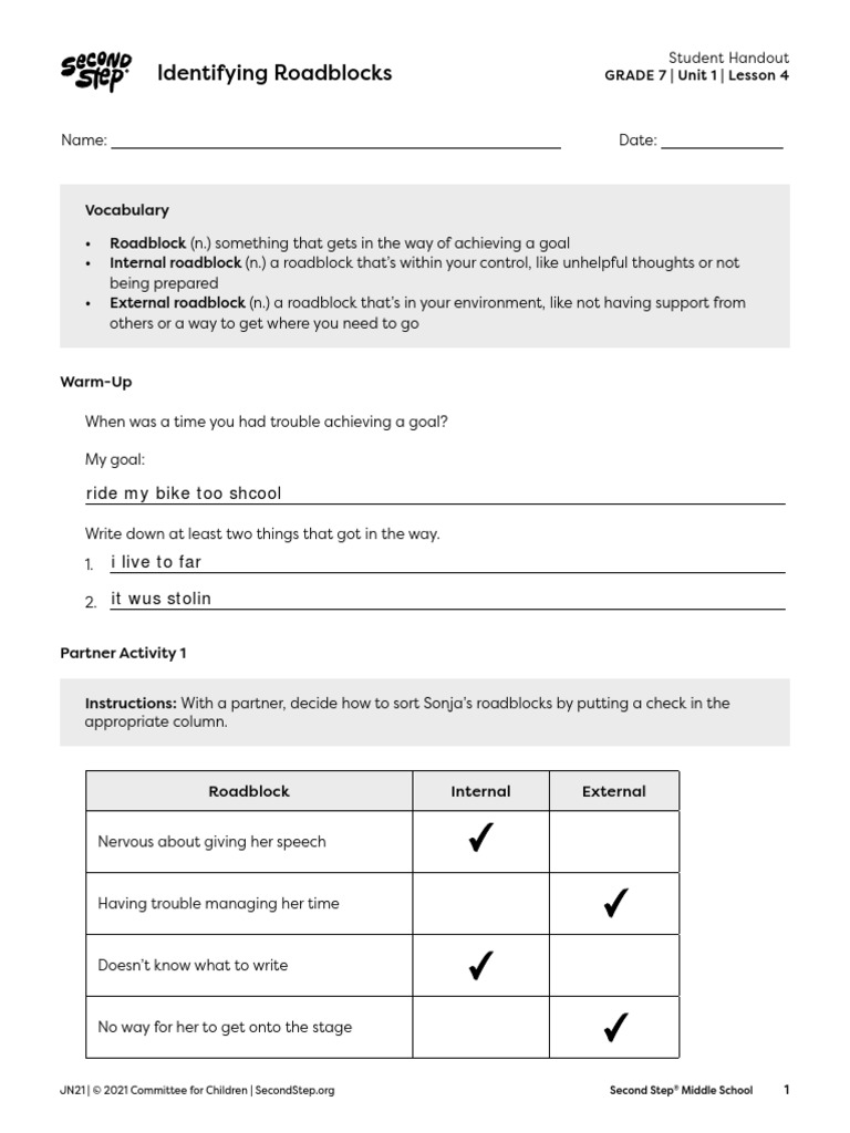 Ssms g7 U1 04 Student Handout 2021 PDF | PDF | Cognition | Behavior ...