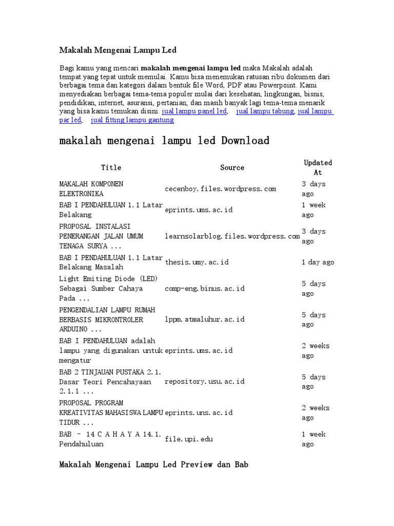 Makalah Mengenai Lampu Led | PDF