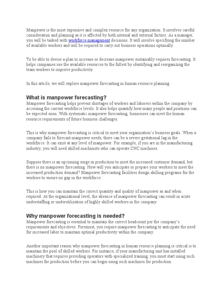 The Importance of Manpower Forecasting in Human Resource Planning ...