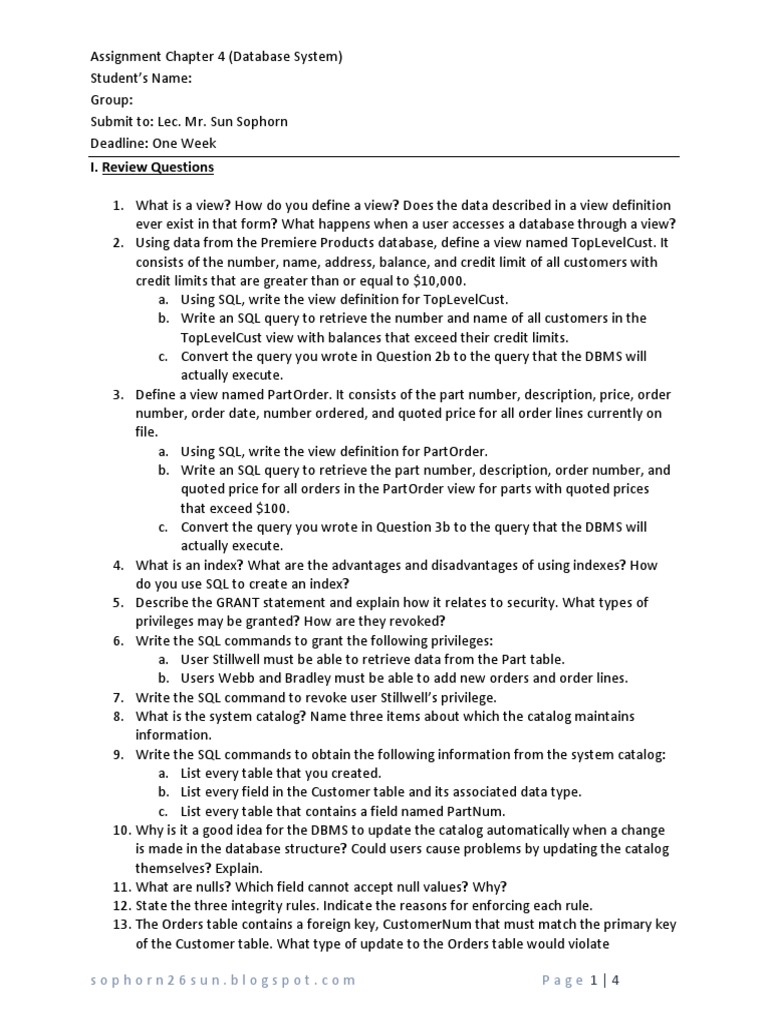 Assignment Chapter 4 | PDF | Databases | Database Index