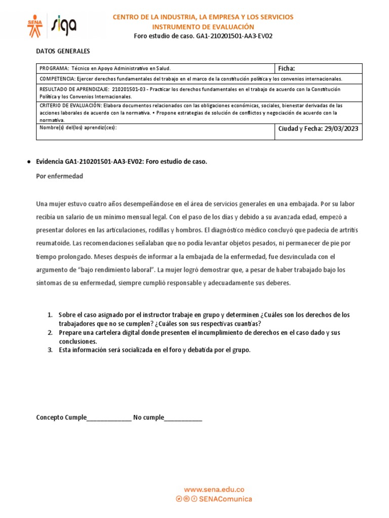 Foro Estudio de Caso. GA1-210201501-AA3-EV02 | PDF | Evaluación | Caso de estudio