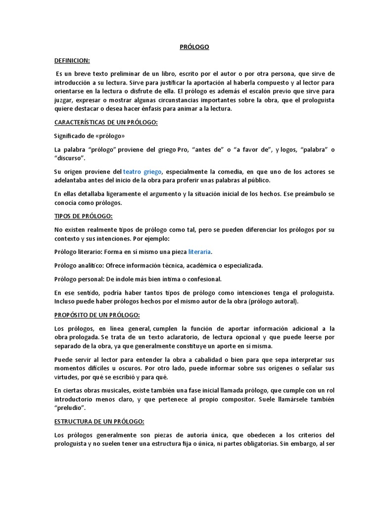 Características y Tipos de Prólogo | PDF | Poesía