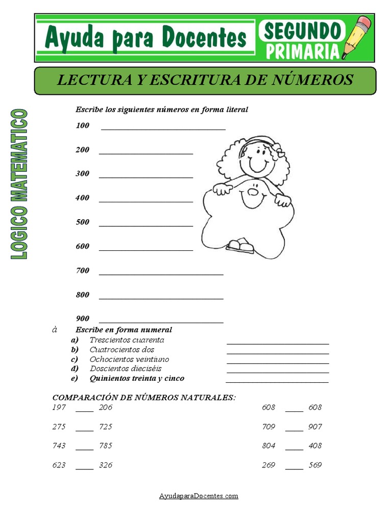 Fichas de Lectura y Escritura de Numeros para Segundo de Primaria | PDF