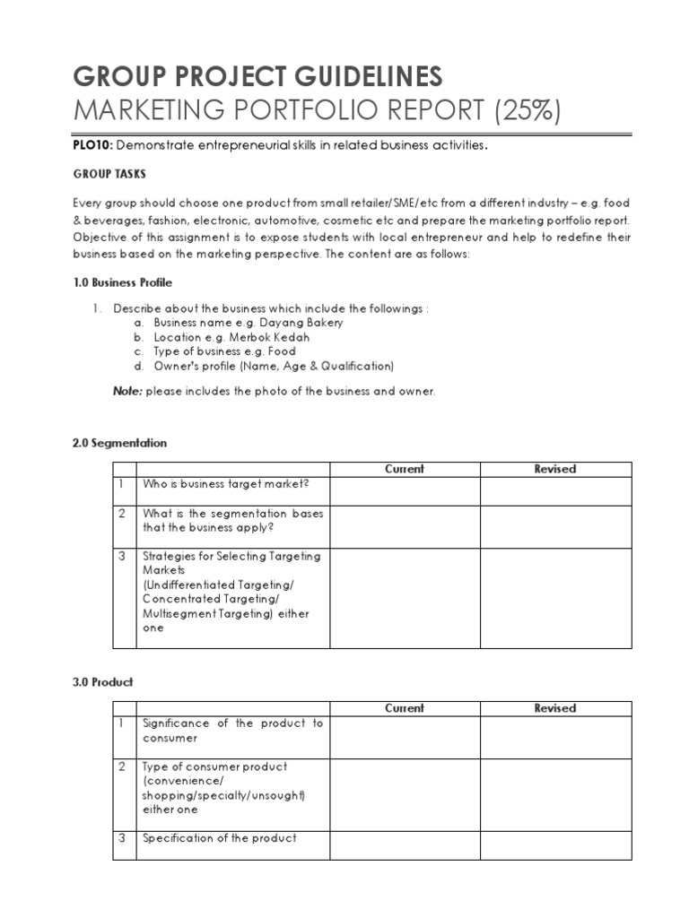 Group Project Guidelines - 2022 | PDF | Marketing | Market Segmentation