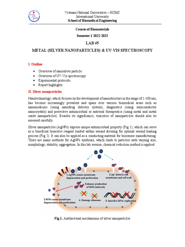 Biomaterials Lab #5 Handout | PDF | Nanoparticle | Ultraviolet–Visible Spectroscopy
