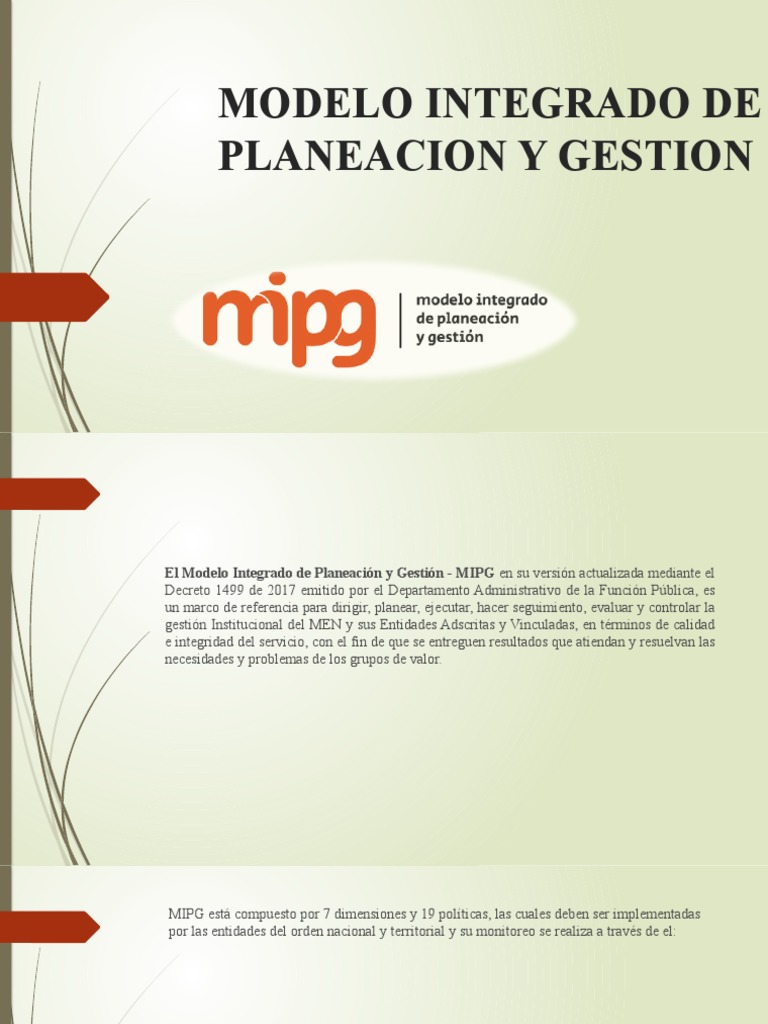 Modelo Integrado de Planeacion y Gestion Mipg | PDF | Planificación ...