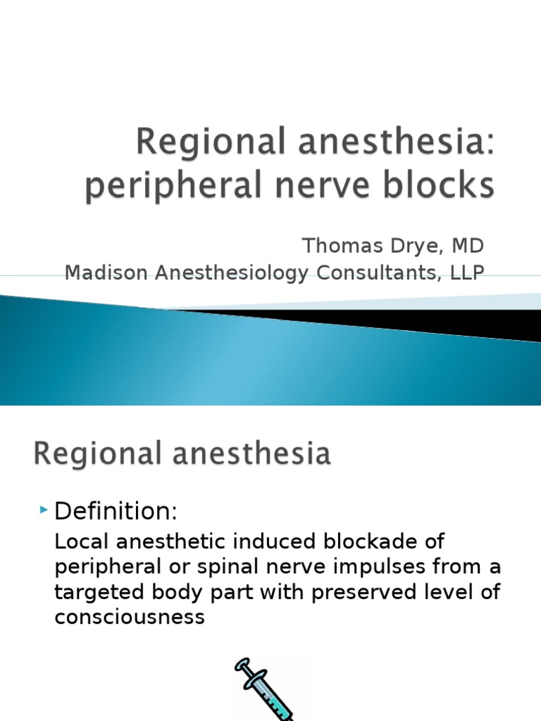 Peripheral Nerve Block Presentation | PDF | Anesthesia | Knee