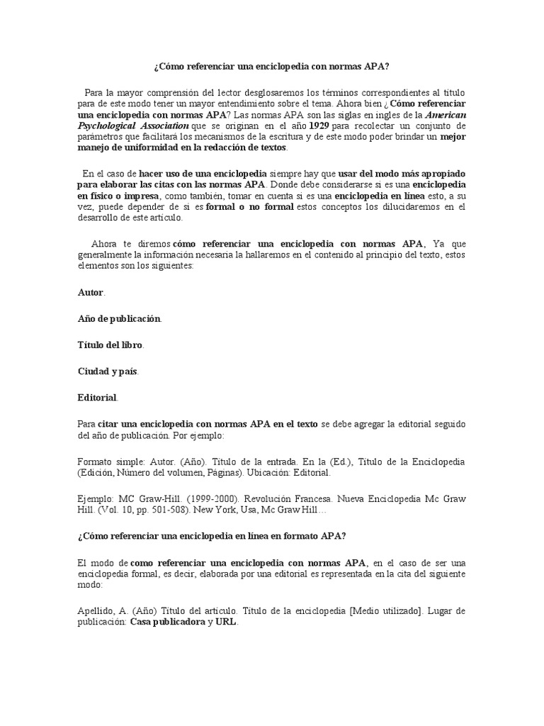Referencia de enciclopedias en APA | PDF | Estilo apa | Wikipedia