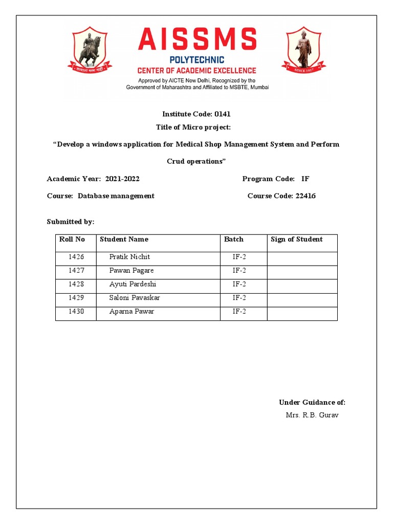 DMA Micro Project Report 2022 | PDF | Engineering | Databases