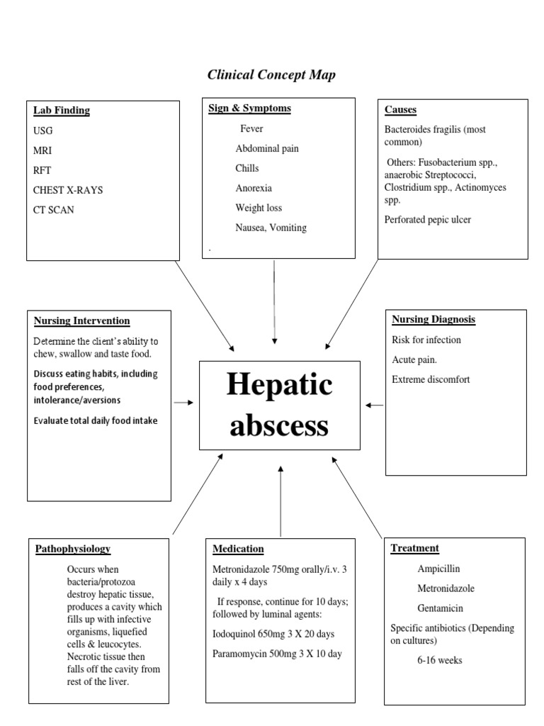 Hepatic Abscess: Clinical Concept Map | PDF | Infection | Medical ...