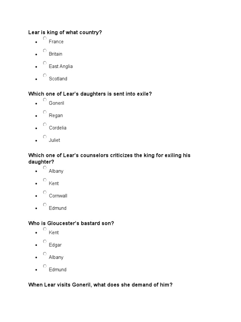 King Lear Test | Download Free PDF | King Lear