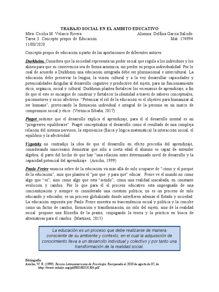 Creación de Propio Concepto de Educación | PDF | Aprendizaje | Concepto