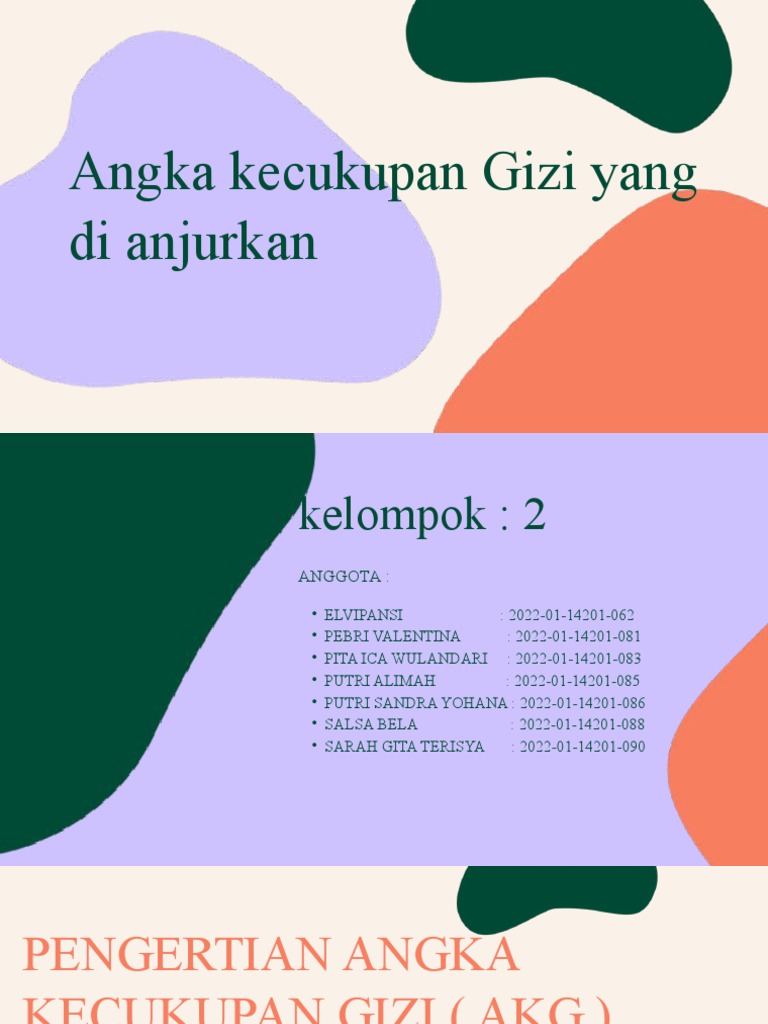 Idk Kel 2, Angka Kecukupan Gizi Yang Dianjurkan | PDF