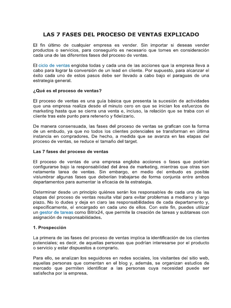 7 Fases Del Proceso de Venta PDF | PDF