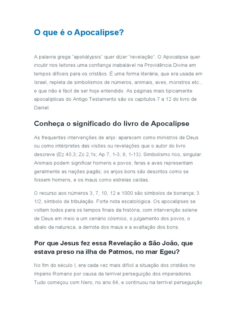 Significado e Mensagem do Apocalipse | PDF | Livro do Apocalipse | Jesus