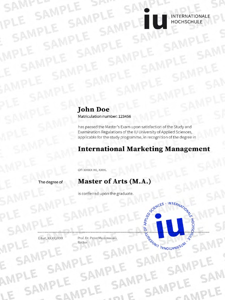 Musterzeugnis Master ENG WTM | PDF