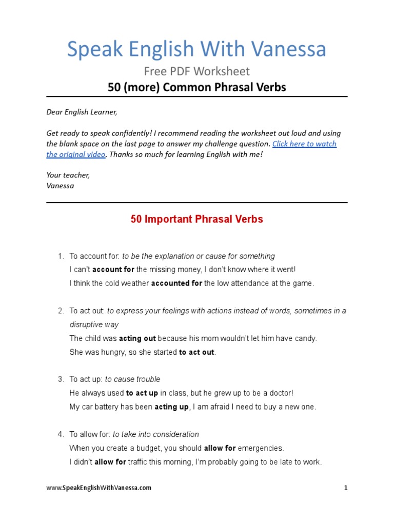 Phrasal Verbs for English Learners | PDF | English Language
