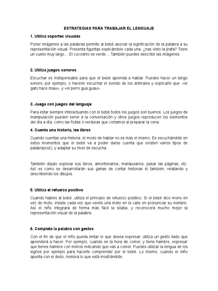 Estrategias para Trabajar El Lenguaje | PDF | Palabra