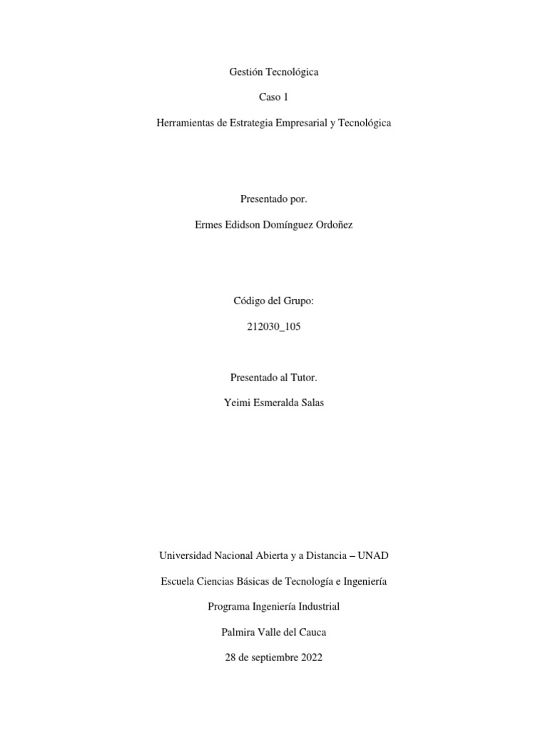 Caso 1 Ermes Dominguez 212030 105 | PDF | Innovación