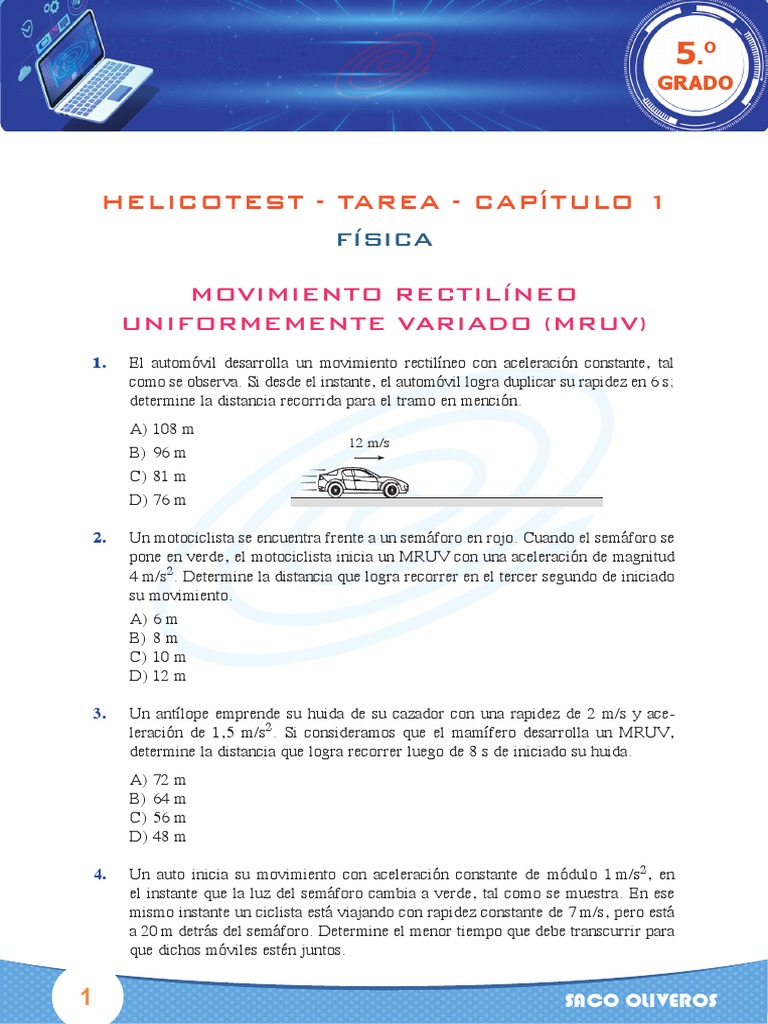 6 Fís 5° Cap1 Preg Tarea 23 PDF | PDF | Aceleración