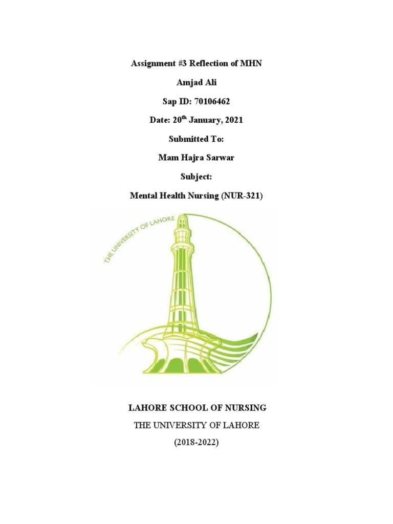 MHN Reflection | PDF | Mental Disorder | Psychiatry