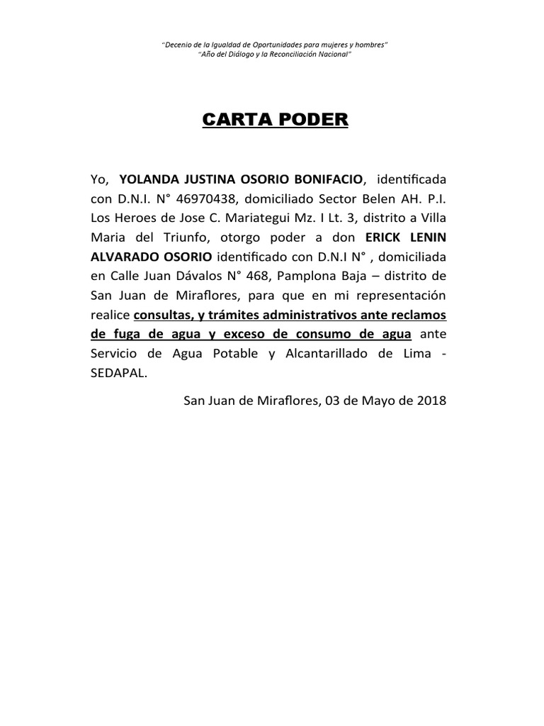 Carta Poder Yolanda | PDF