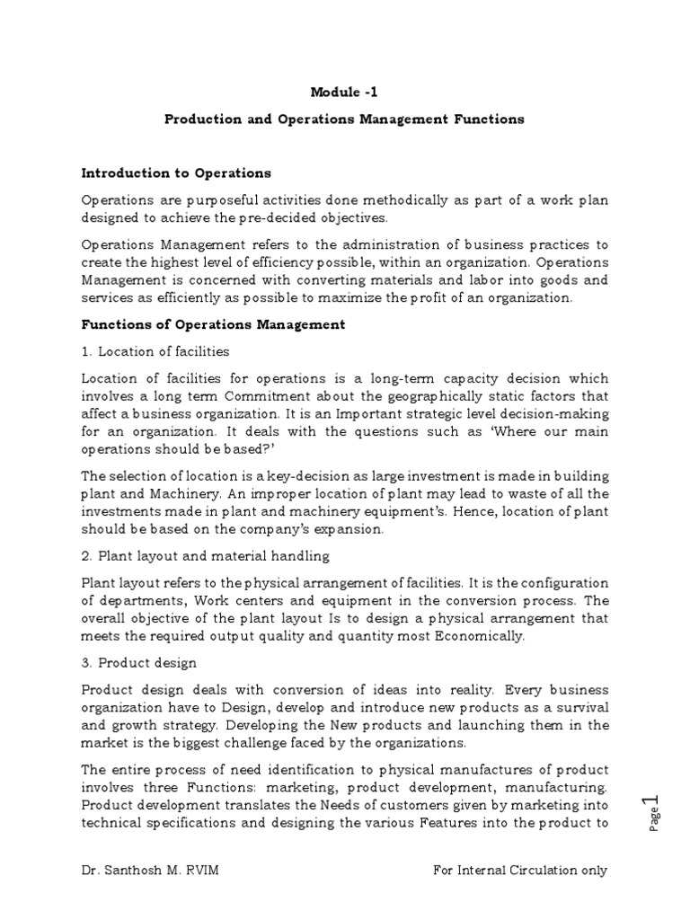 Module 1 OSCM | Download Free PDF | Decision Making | Labour Economics