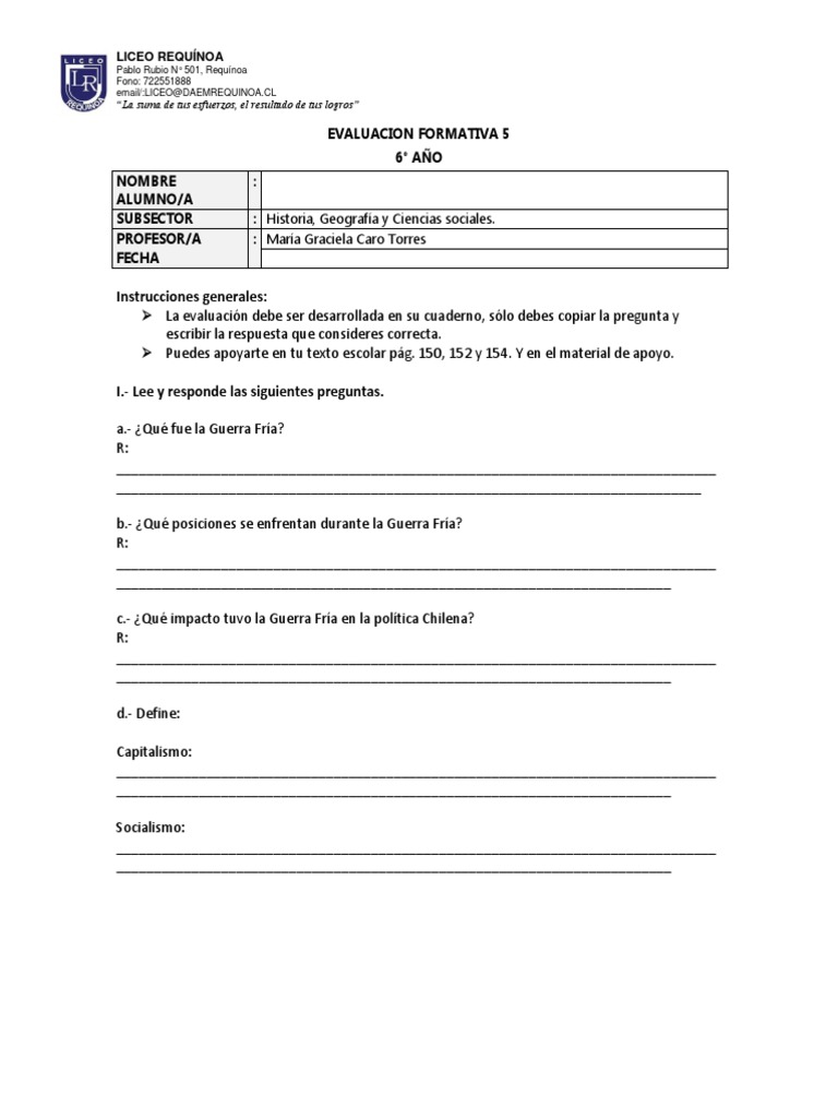 EVALUACIÓN FORMATIVA 5 6 Hist | PDF