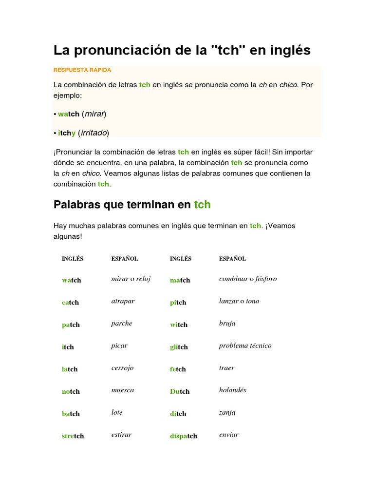 La Pronunciación de La TCH | PDF