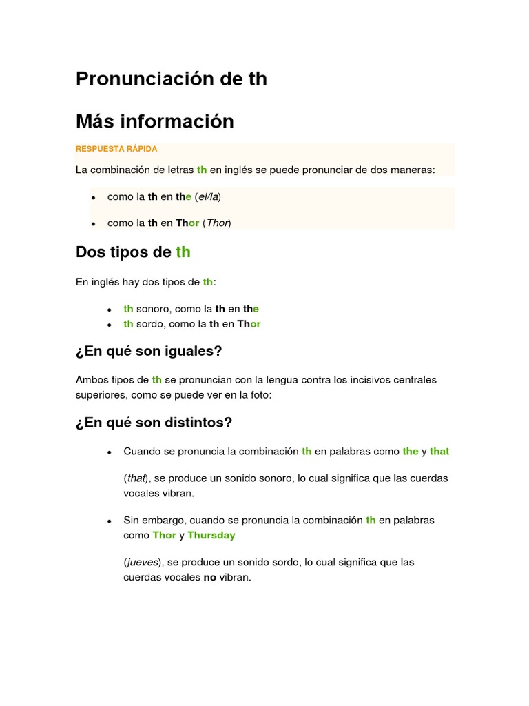 Pronunciación y significado de "th" | PDF | Voz humana | Fonética