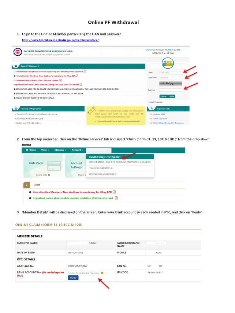 19 PF Withdrawal (Settlement) Process Flow PDF | PDF