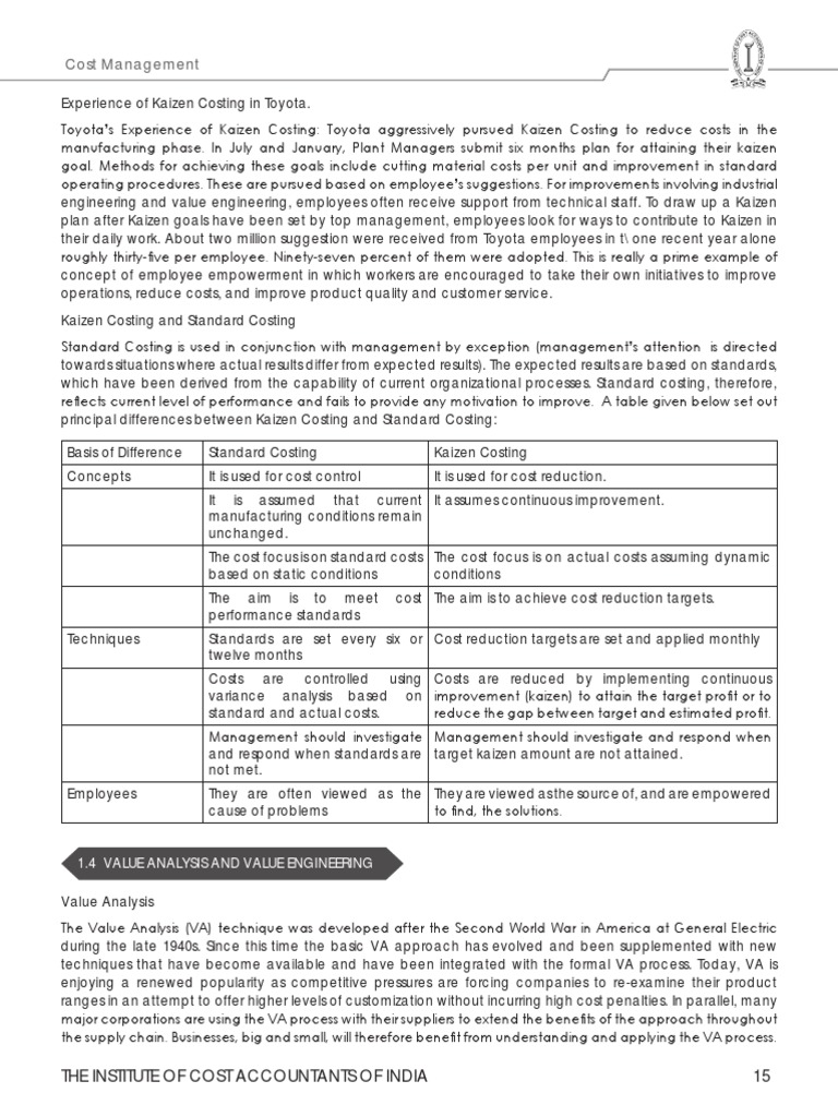 Value Analysis and Value Engineering CMA Old Module | PDF | Product (Business) | Reliability ...