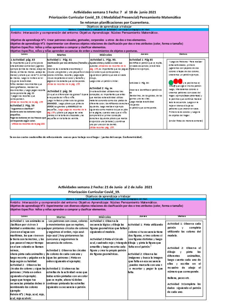 planificacion Agosto Septiembre | PDF | Aprendizaje | Color