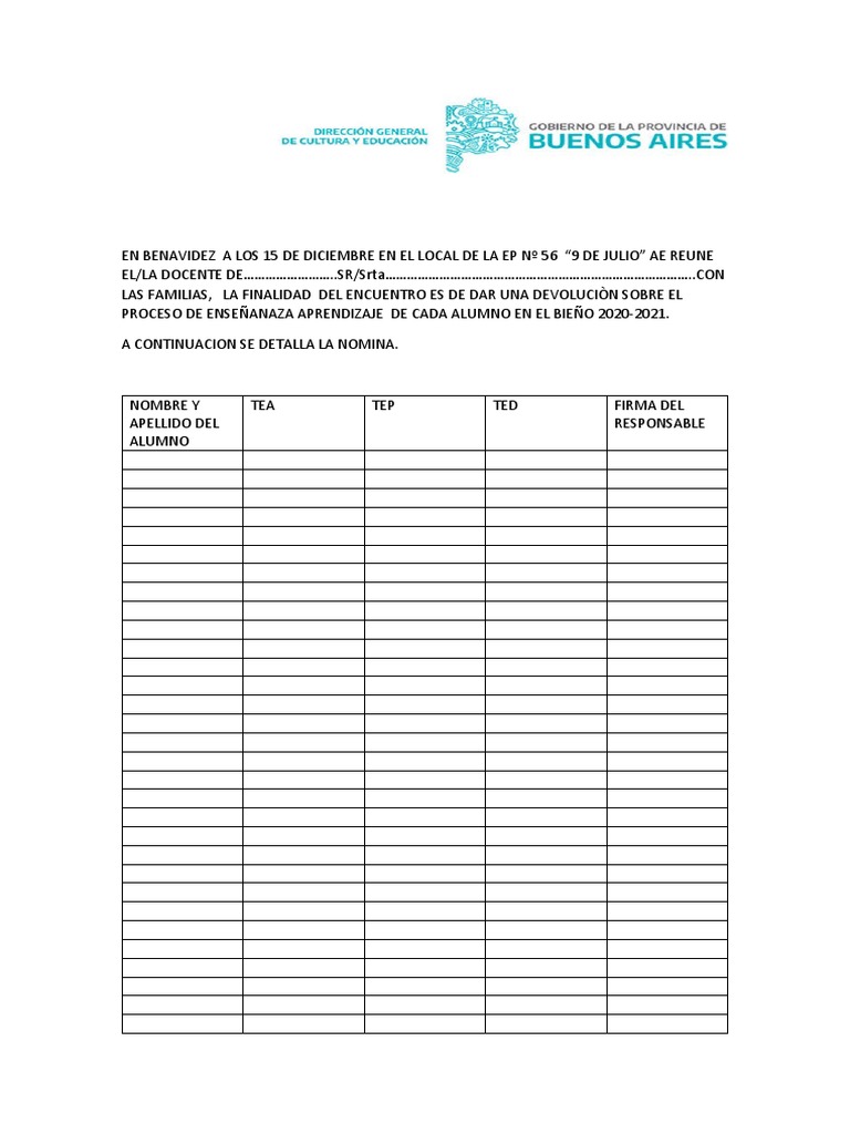 Acta para Firma de Padres | PDF | Salud y bienestar