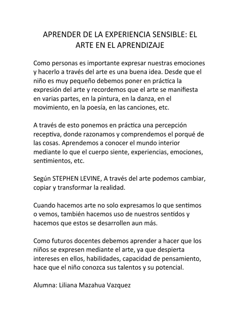 Aprender de La Experiencia Sensible | PDF