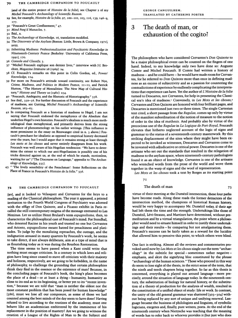 Canguilhem - The Cambridge Companion To Foucault - Chap.3 The Death of ...