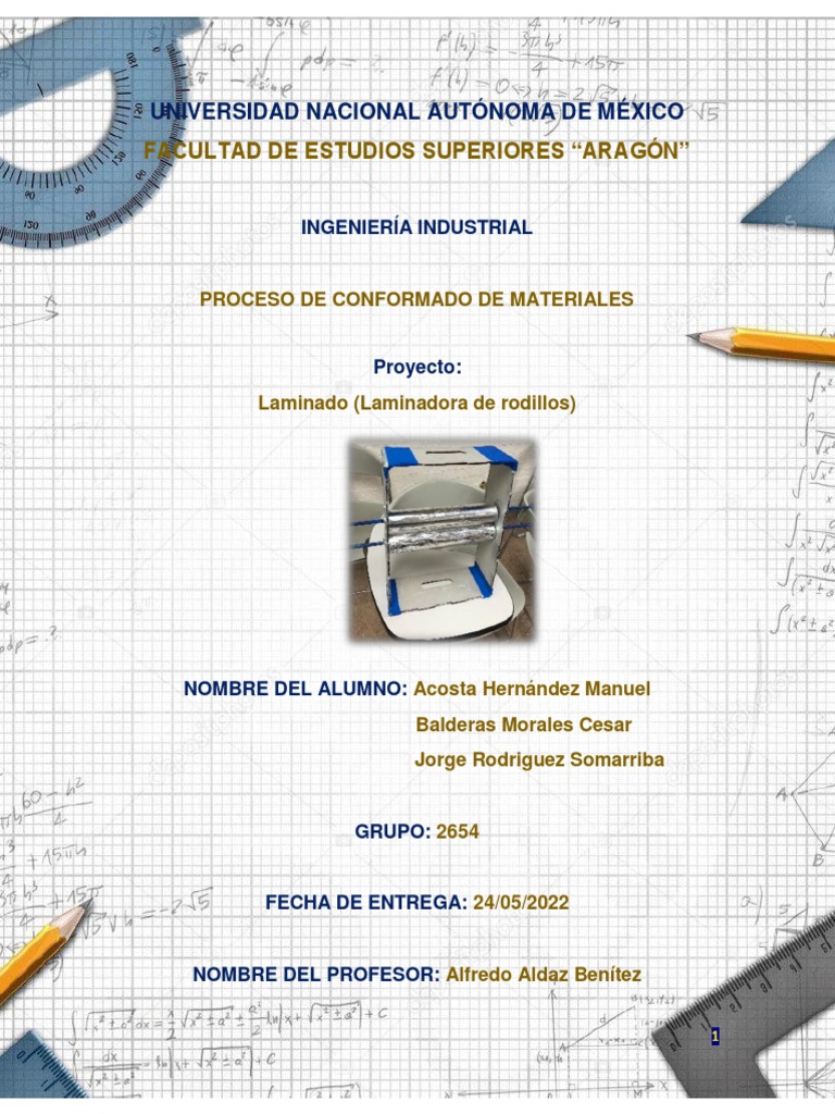 Proyecto de Conformado de Materiales PDF | PDF | Laminado (metalmecánica) | Ingeniería de ...