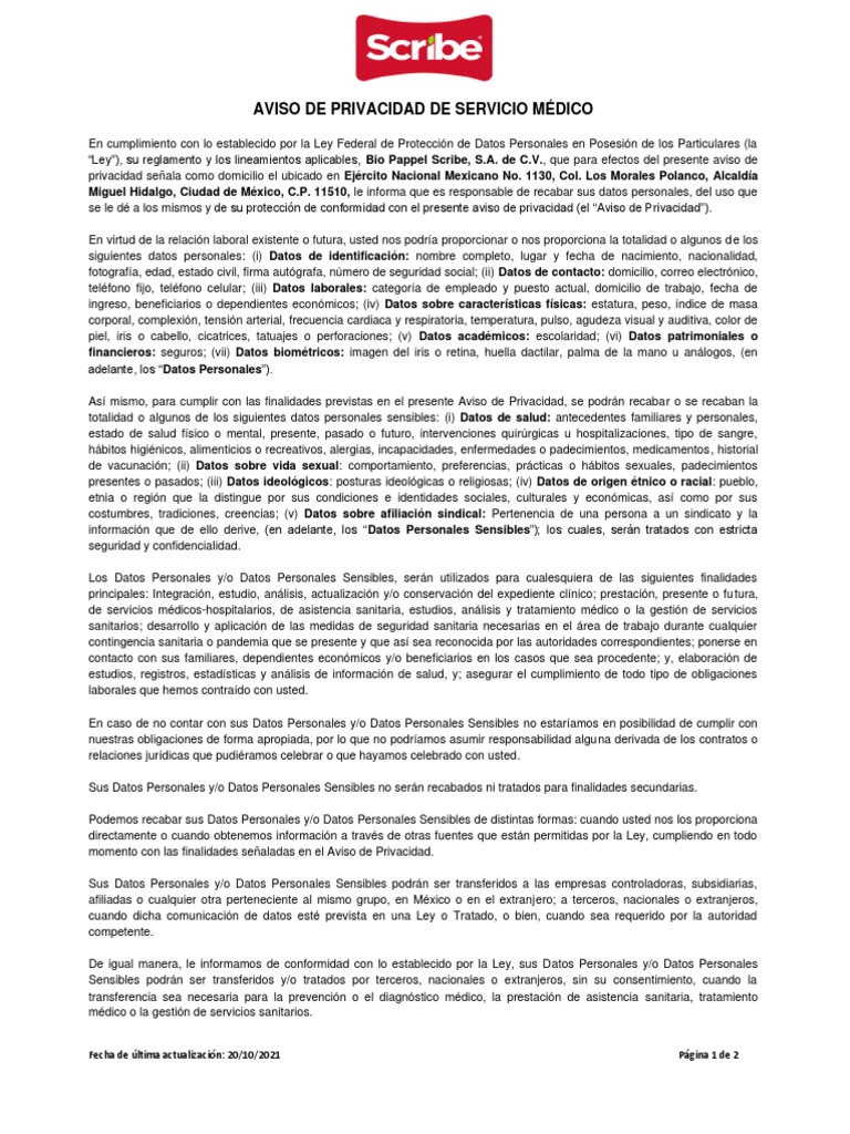 BPS AP de Servicio Médico SCRIBE PDF | PDF