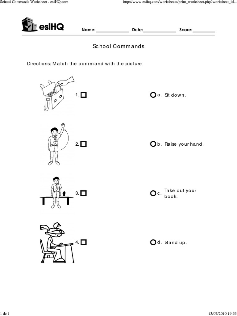 School Commands Worksheet 2-.. | PDF
