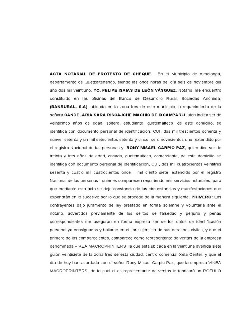 Acta Notarial de Protesto | PDF