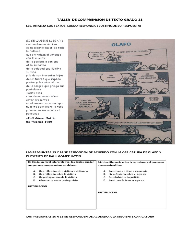Taller de Comprensión de Texto 11° | PDF | Poesía