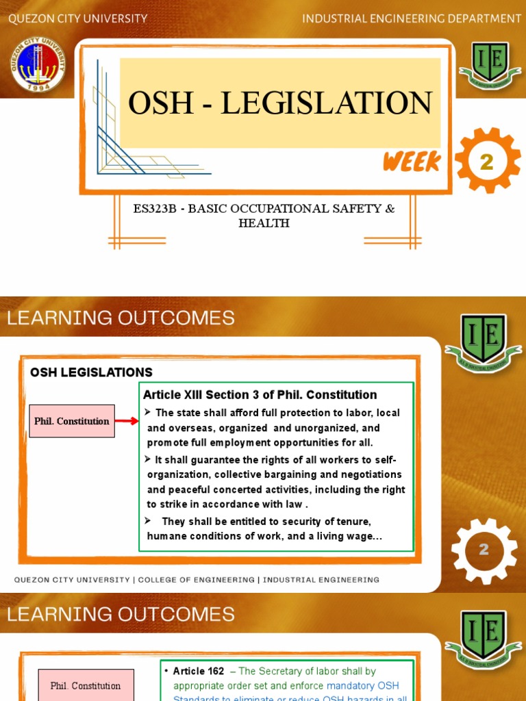 Week - 2 - Osh Legislation | PDF | Occupational Safety And Health ...
