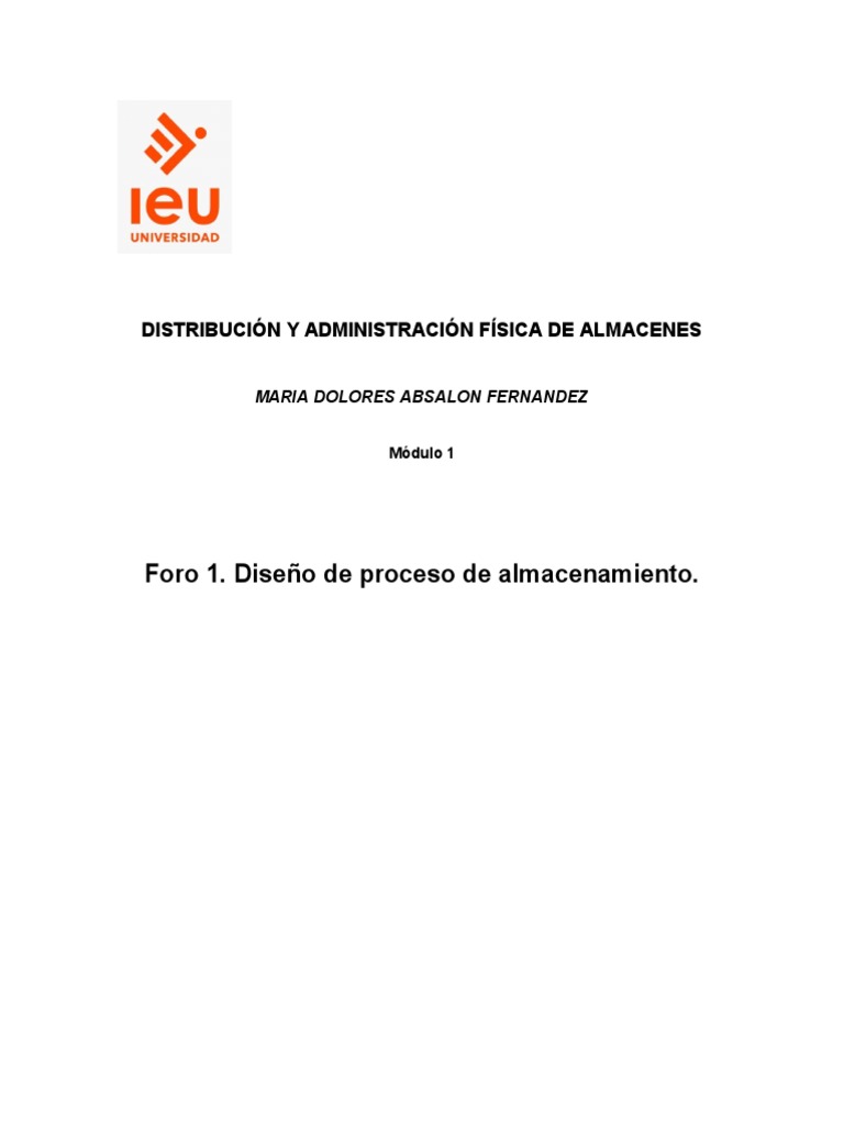 Foro 1. Diseño de Proceso de Almacenamiento | PDF | Farmacia