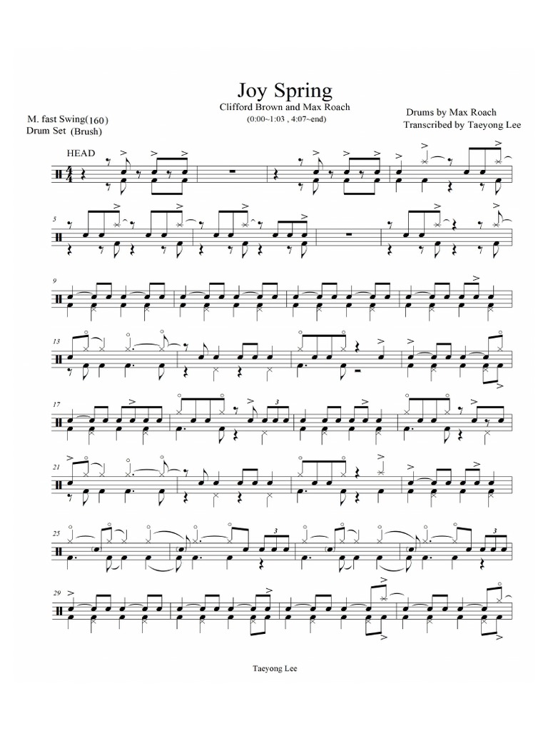 Joy Spring - Drum Solo | PDF